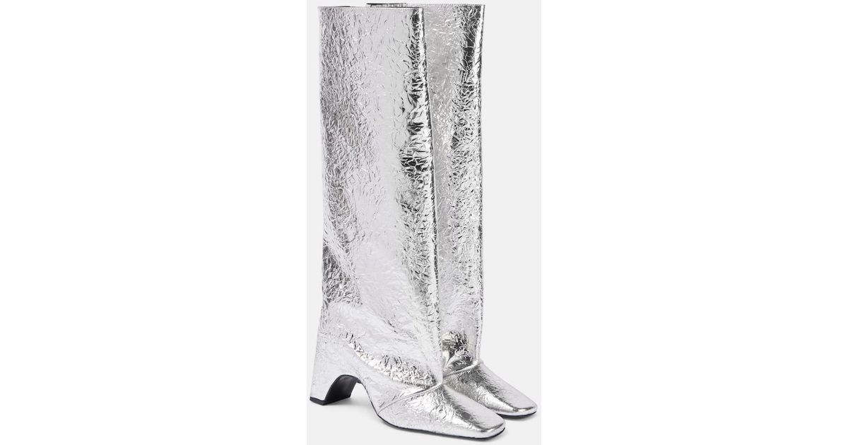 Coperni Foil Bridge 85 Leather Knee-High Boots in Grey | Lyst Canada