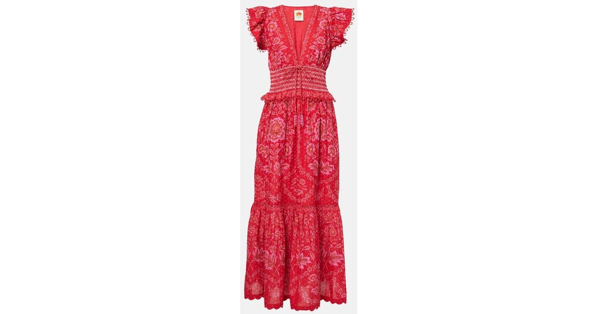FARM Rio Floral Cotton Maxi Dress in Red | Lyst