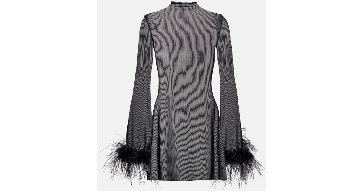 Oséree Feather-Trimmed Minidress in Black | Lyst