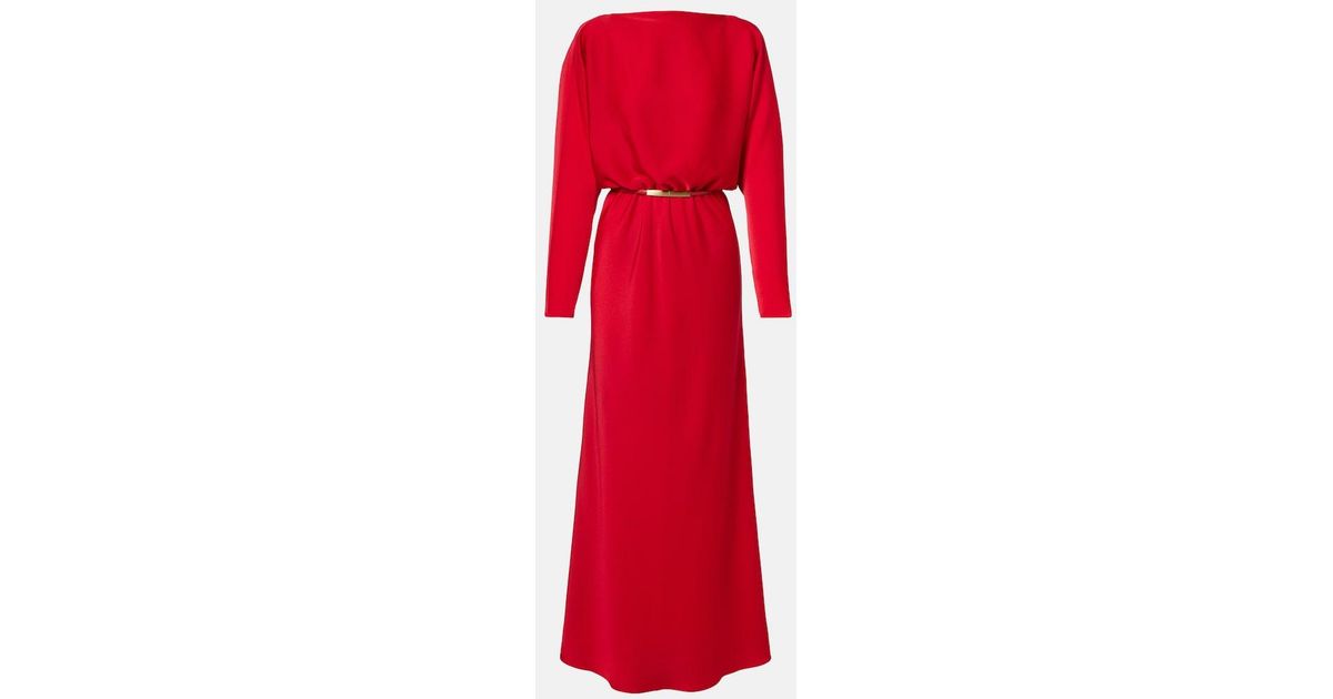 Max Mara Draped Satin Gown in Red | Lyst