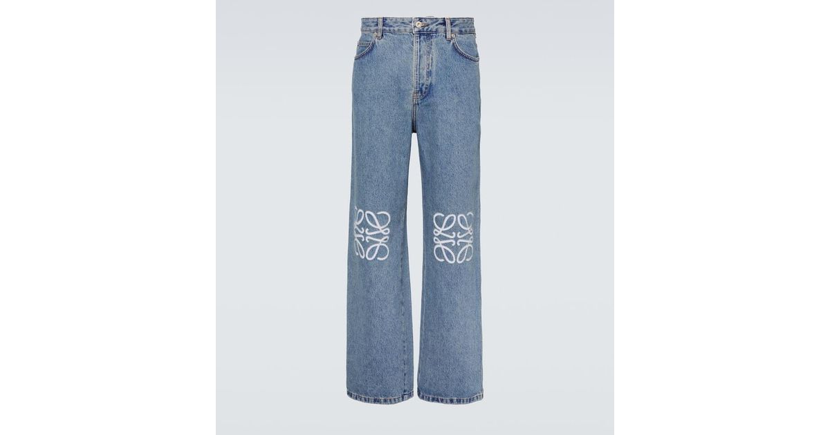 Loewe Anagram Straight Jeans in Blue for Men | Lyst Loewe Anagram Straight Jeans in Blue for Men | Lyst
