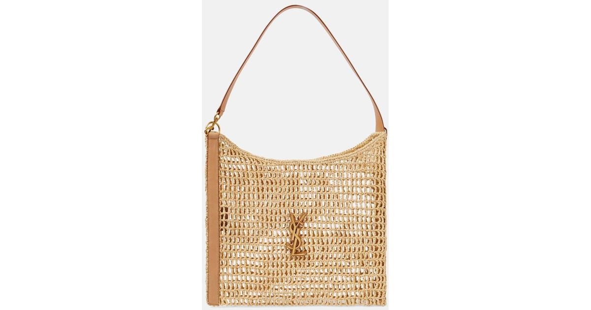 Saint Laurent Oxalis Crochet Raffia Shoulder Bag in Natural | Lyst