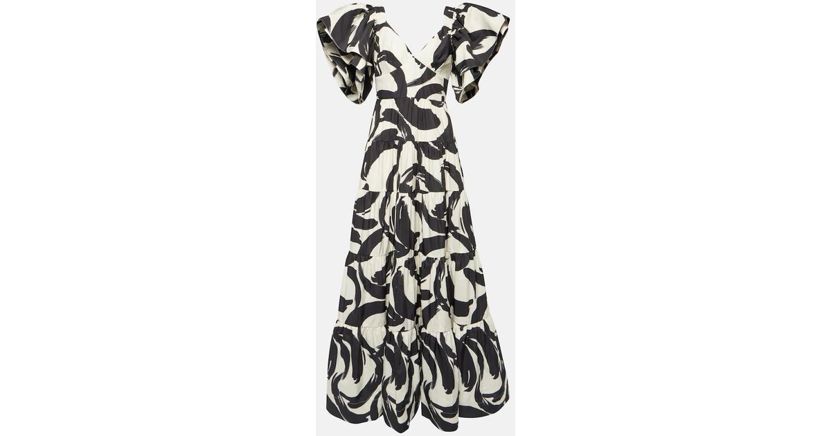 Rebecca Vallance Pompidou Printed Taffeta Maxi Dress in White | Lyst