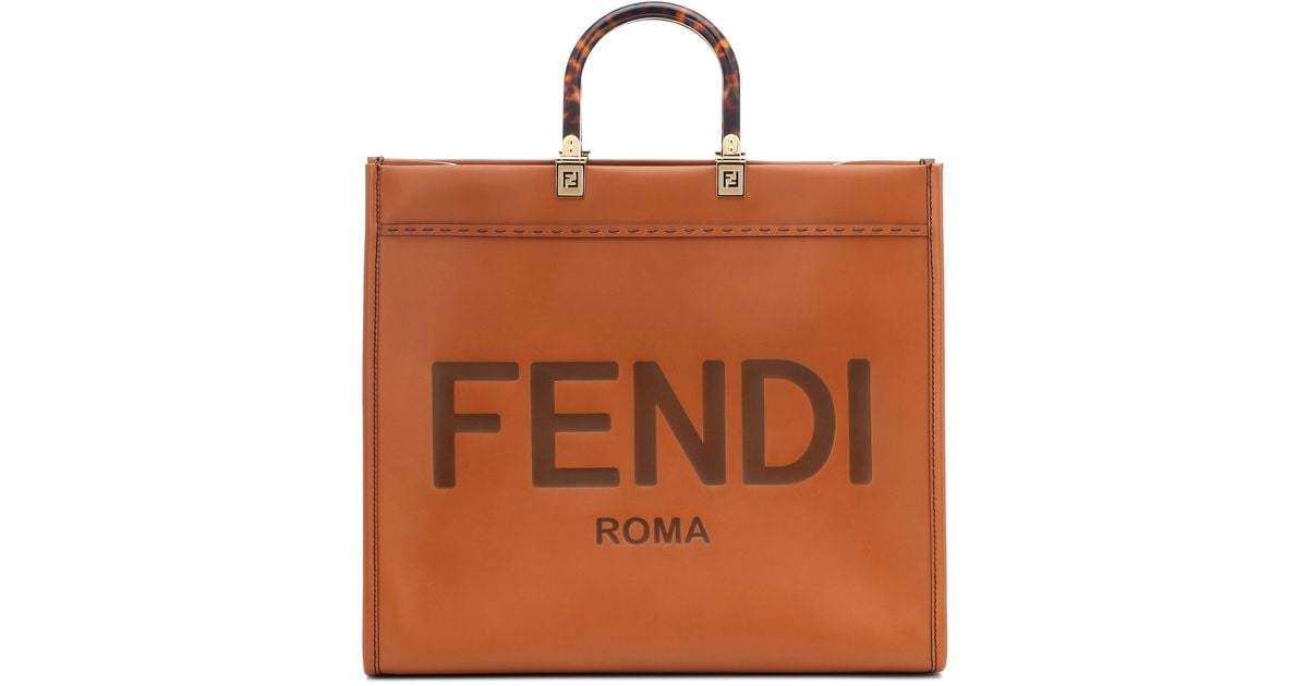 Fendi Sunshine Large Leather Shopper in Brown | Lyst UK