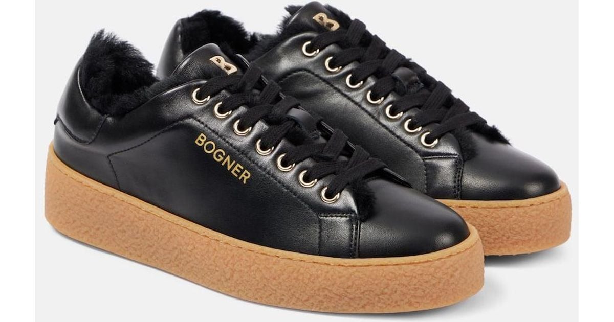 Bogner Lucerne Shearling-lined Leather Sneakers in Black | Lyst