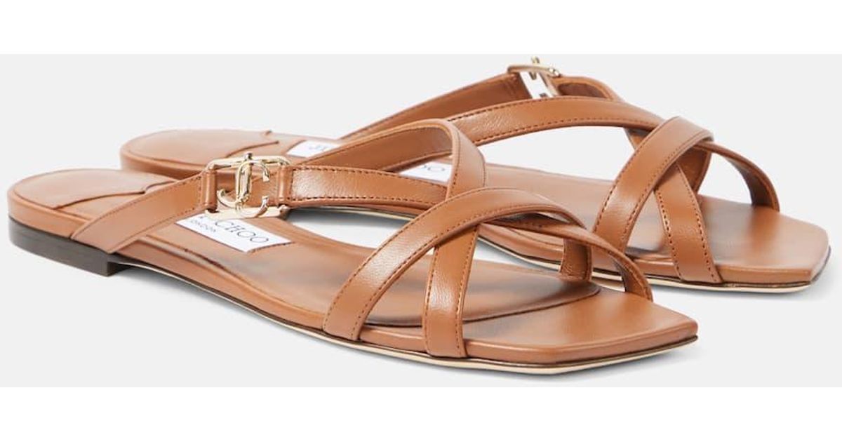 Jimmy Choo Jess Leather Sandals in Brown | Lyst