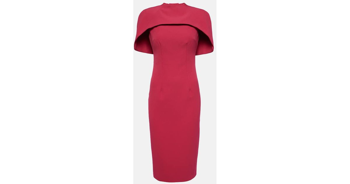 Safiyaa Caped Midi Dress in Red | Lyst