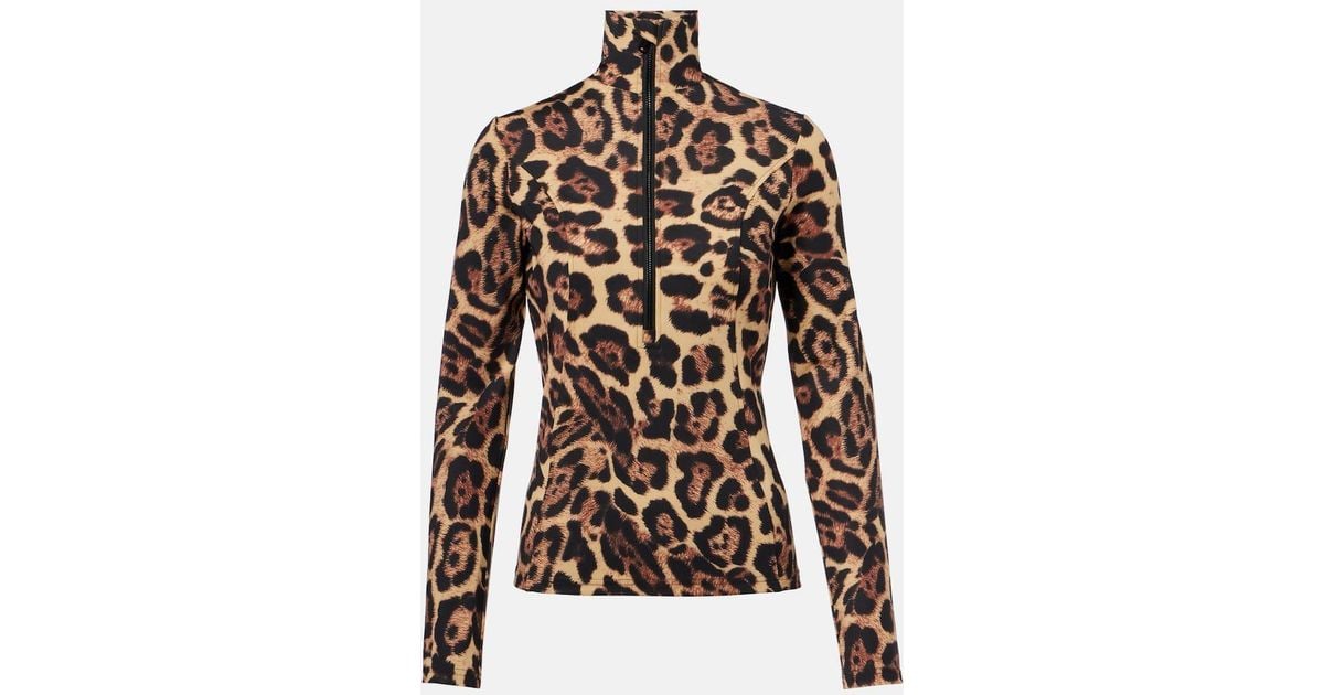 Goldbergh Leona Leopard-Print Half-Zip Ski Top in Brown | Lyst UK