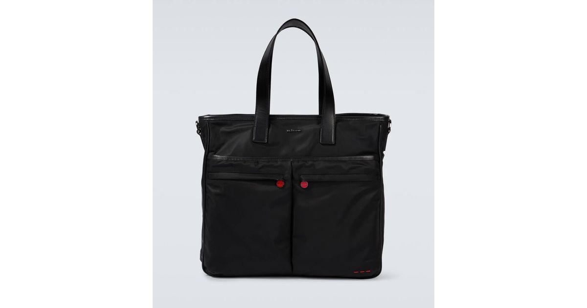 Kiton Leather-Trimmed Tote Bag in Black for Men | Lyst