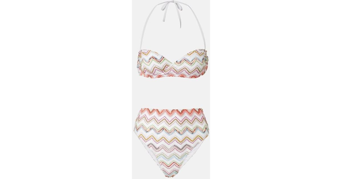 Missoni Zig Zag Metallic Bikini in White | Lyst