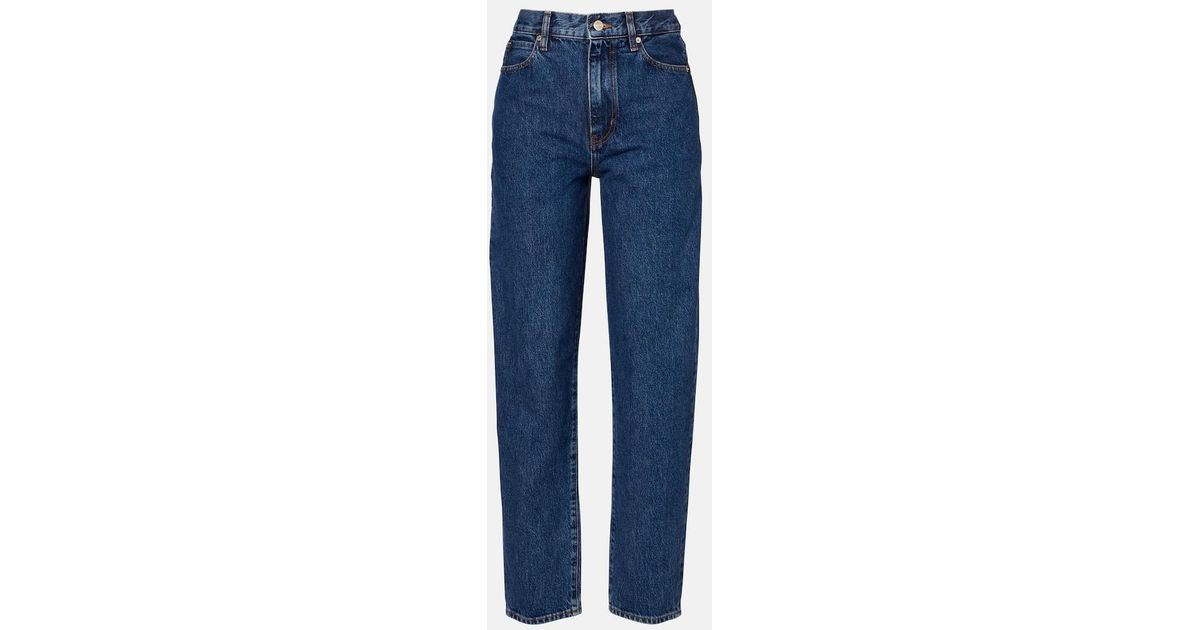 FRAME Neat High-Rise Straight Jeans in Blue | Lyst UK