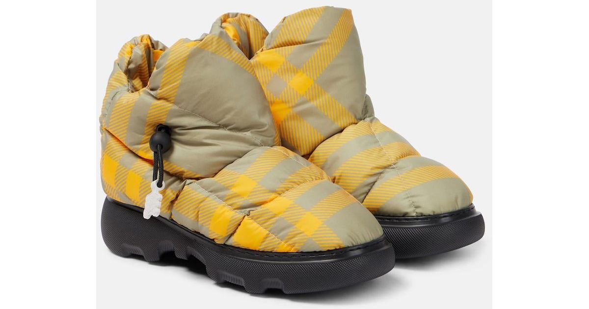 Burberry Check Pillow Boots in Yellow | Lyst
