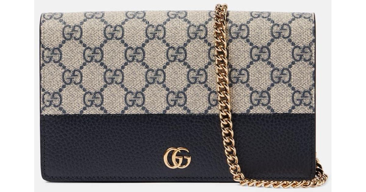 Gucci Gg Marmont Canvas Mini Chain Bag in Gray | Lyst