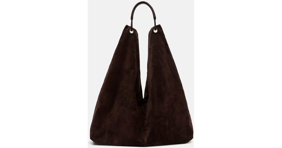 The Row Bindle Large Suede Tote Bag in Black | Lyst