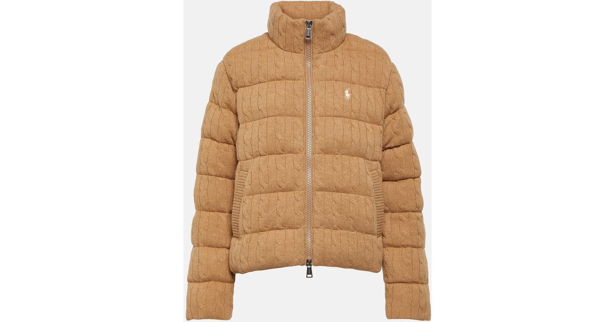 Polo Ralph Lauren Wool And Cashmere Puffer Jacket in Brown | Lyst UK