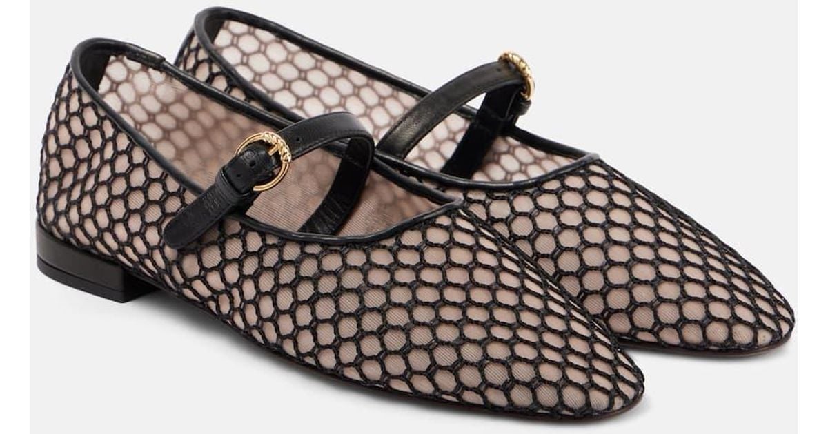 Ulla Johnson Isobel Mesh Mary Jane Flats in Brown | Lyst UK