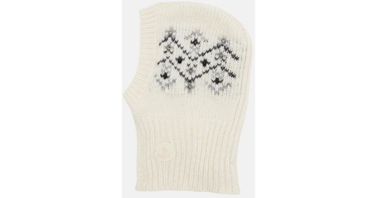 Moncler Embellished Alpaca And Wool-Blend Ski Mask in White | Lyst