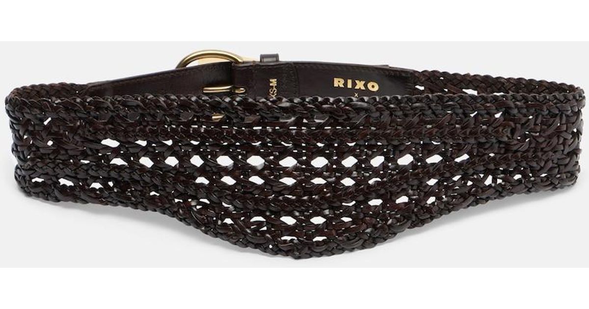 RIXO London Roxelle Woven Leather Belt in Black | Lyst