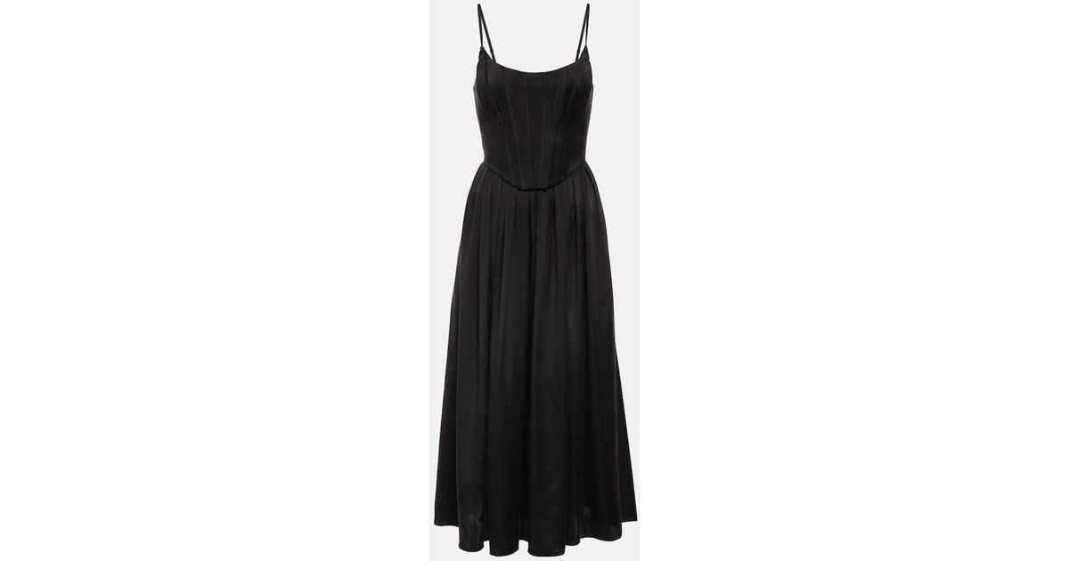 Zimmermann Silk Corset Midi Dress In Black Lyst
