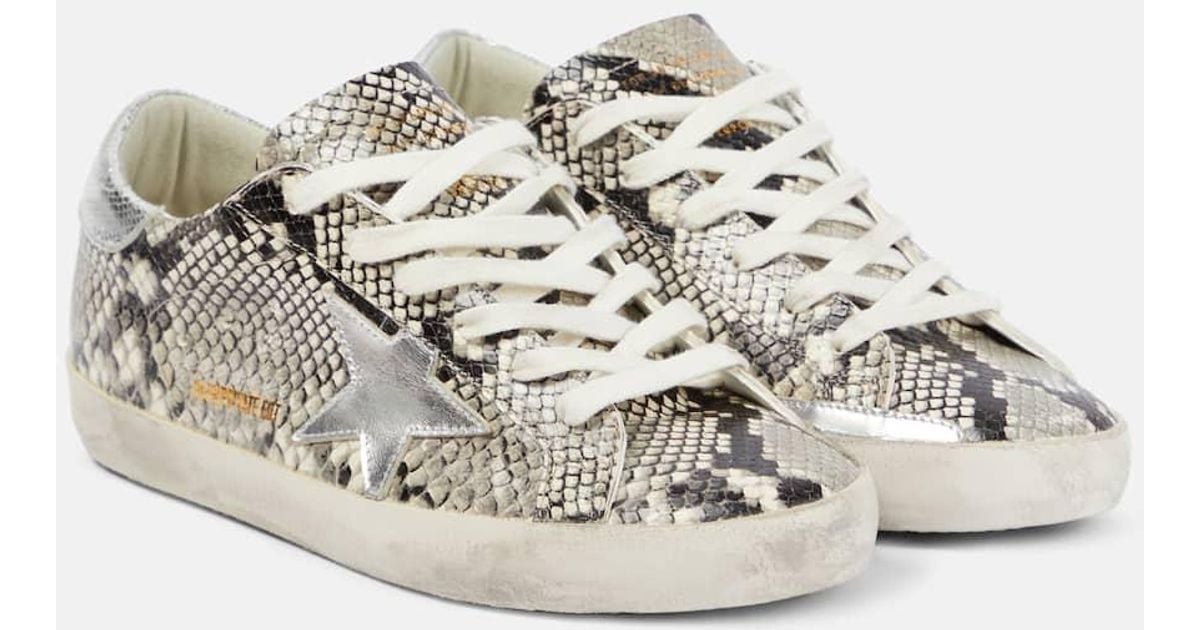 Golden Goose Super-Star Snake-Effect Leather Sneakers in Metallic | Lyst