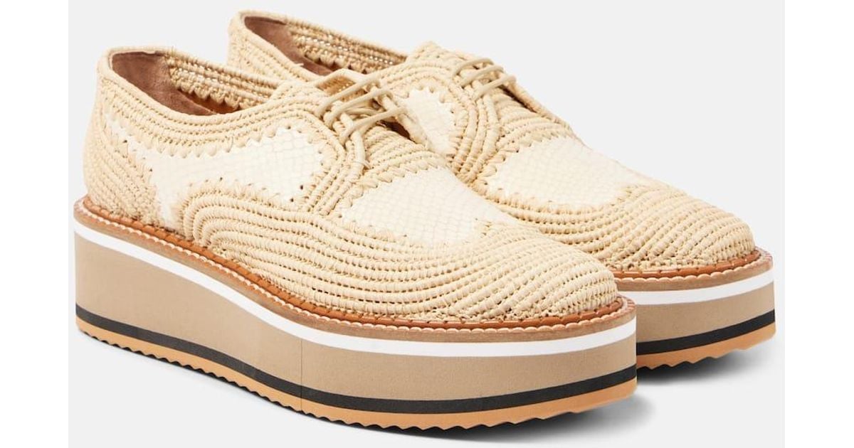 Robert Clergerie Blake Raffia Platform Brogues in Natural | Lyst