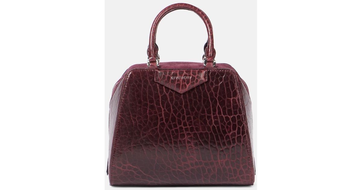 Givenchy Antigona Cube Mini Patent Leather Tote Bag in Red | Lyst
