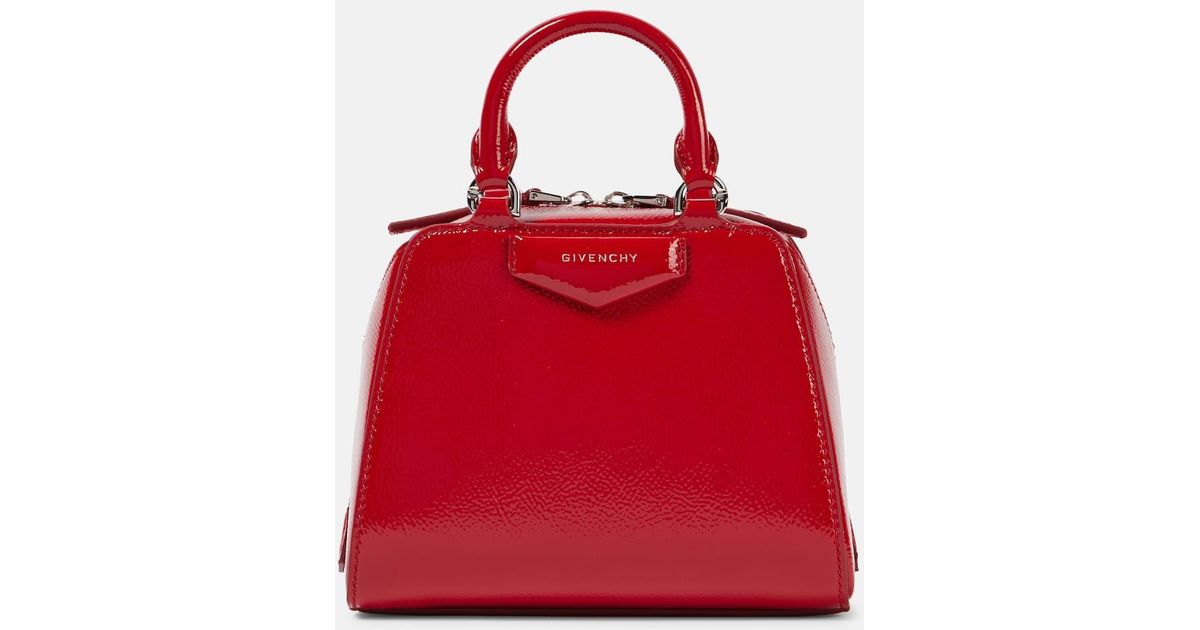 Givenchy Antigona Cube Nano Patent Leather Tote Bag in Red | Lyst