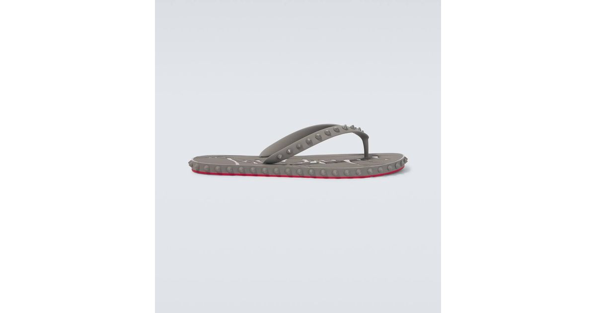 Christian Louboutin Super Loubi Flip Spiked Thong Slides in White for Men | Lyst
