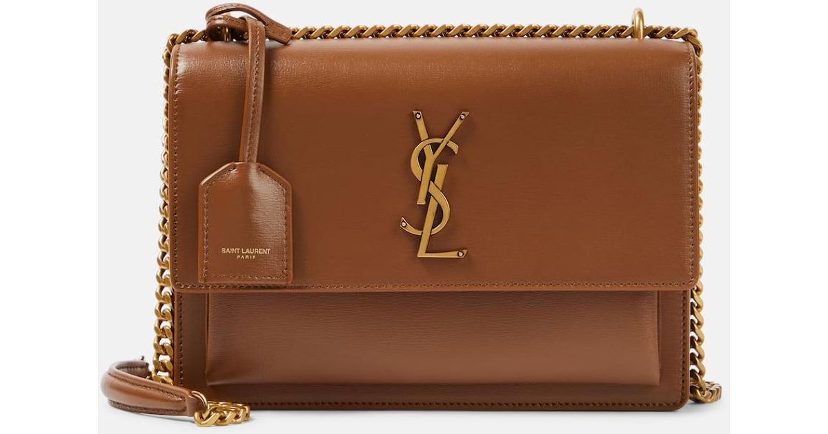 Saint Laurent Sunset Medium Leather Shoulder Bag in Brown | Lyst