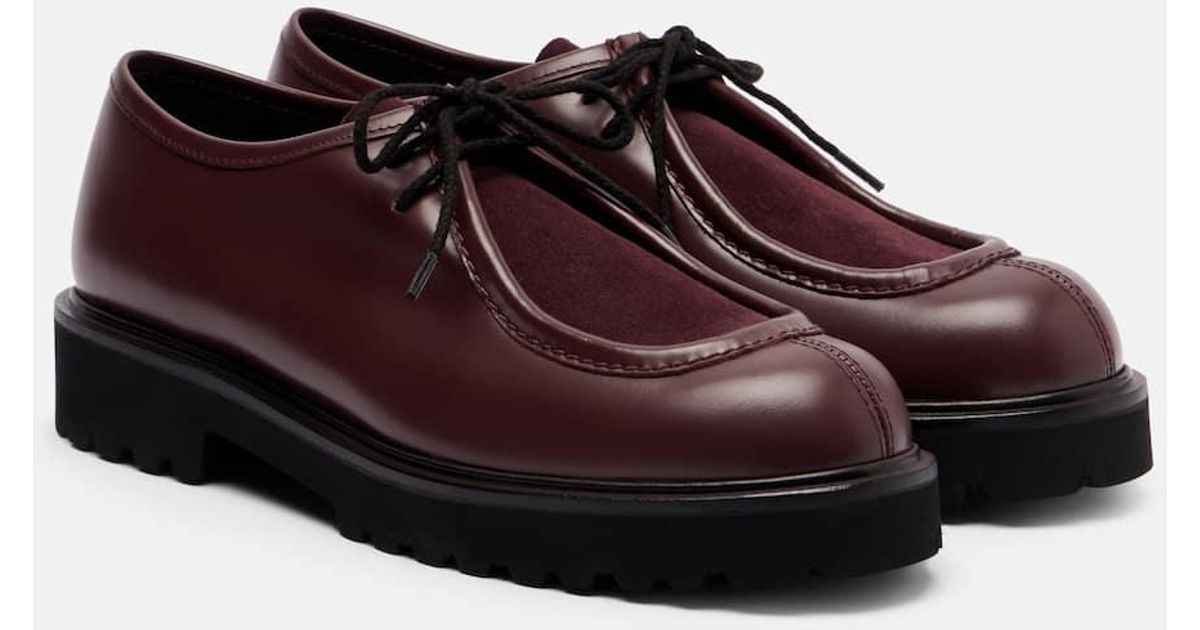 Max Mara Track Leather And Suede Loafers in Brown | Lyst