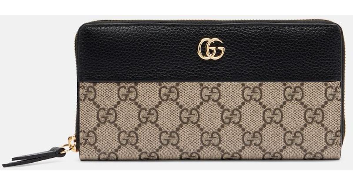 Gucci Gg Marmont Leather-Trimmed Wallet in Black | Lyst