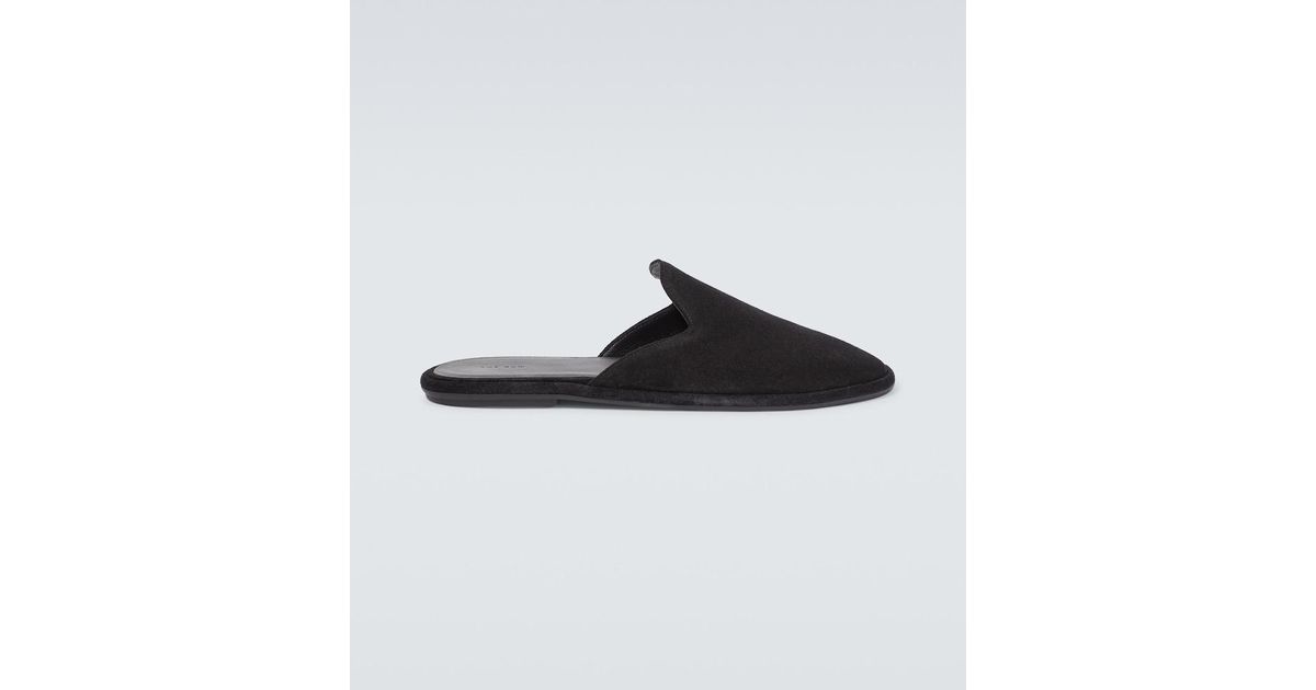 The Row Roger Suede Slides in Black for Men | Lyst