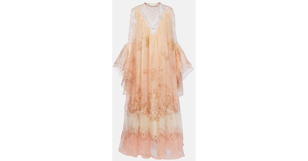 Zimmermann Hypnotic Printed Silk Gown in Natural | Lyst