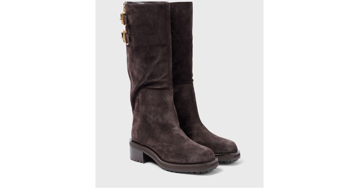 Jimmy Choo Brooklyn Kb 50 Suede Knee-High Boots in Brown | Lyst