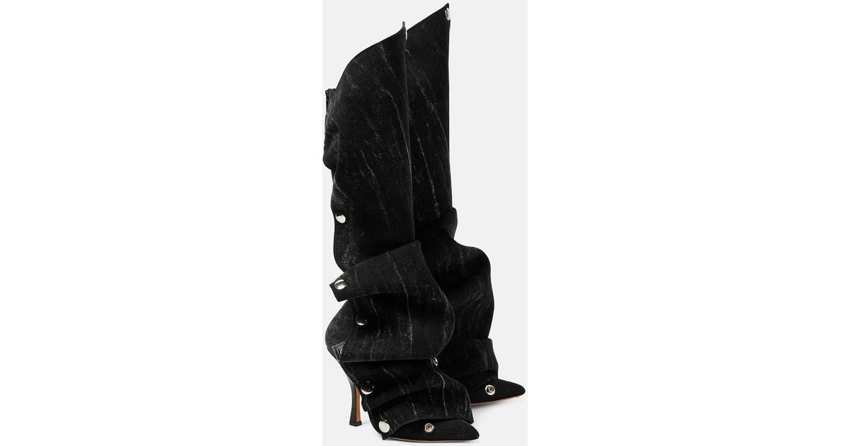 Y. Project Snap Denim Knee-High Boots in Black | Lyst