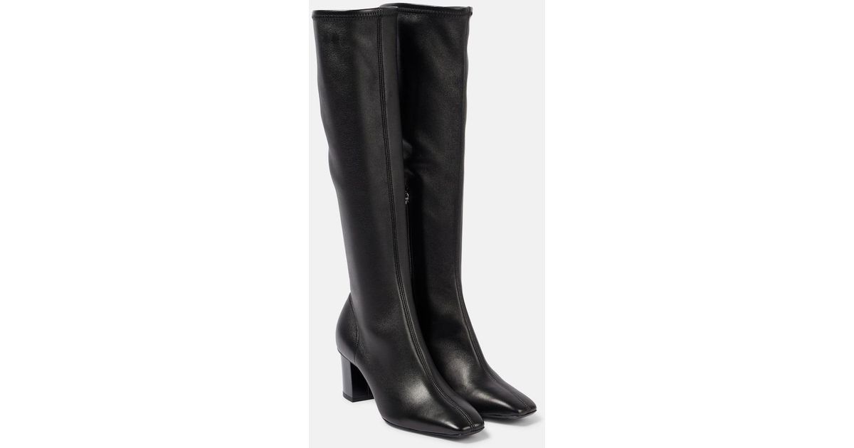 Max Mara Stretchy Leather Knee-High Boots in Black | Lyst
