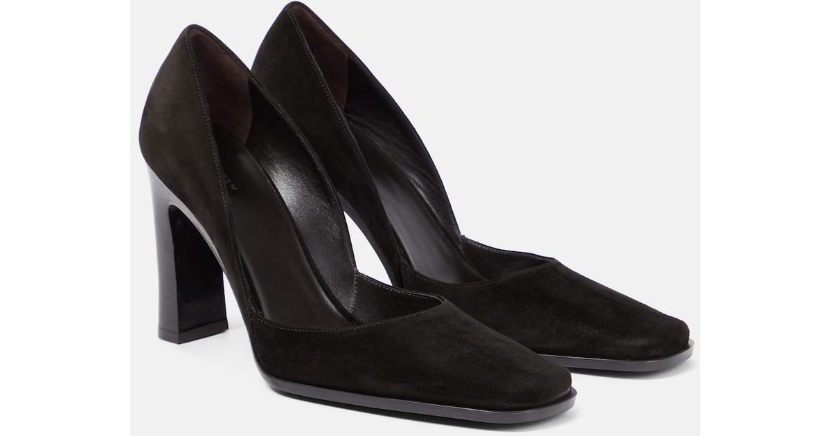The Row Mae Suede Pumps in Black | Lyst
