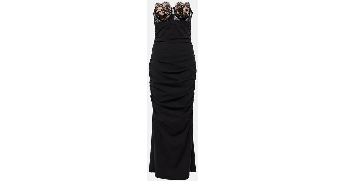 Dolce & Gabbana Lace-Trimmed Bustier Gown in Black | Lyst Dolce & Gabbana Lace-Trimmed Bustier Gown in Black | Lyst