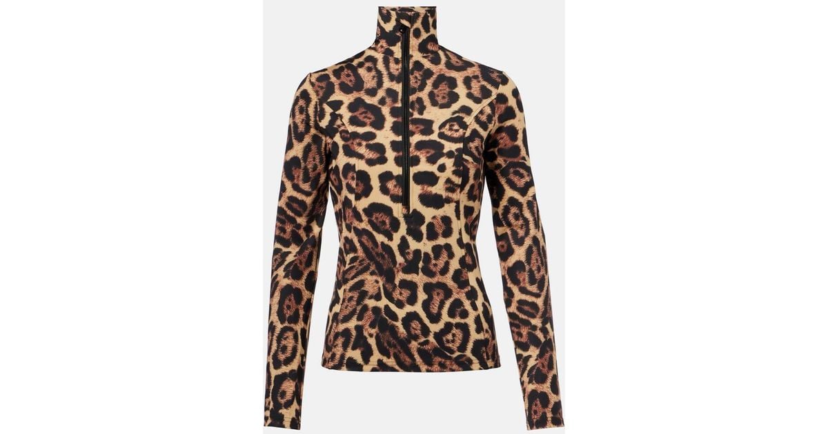Goldbergh Leona Leopard-Print Half-Zip Ski Top in Brown | Lyst UK