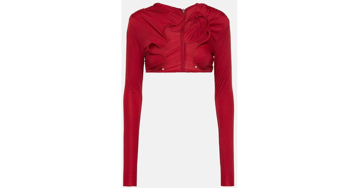 Christopher Esber Venus Twisted Mesh Crop Top in Red | Lyst