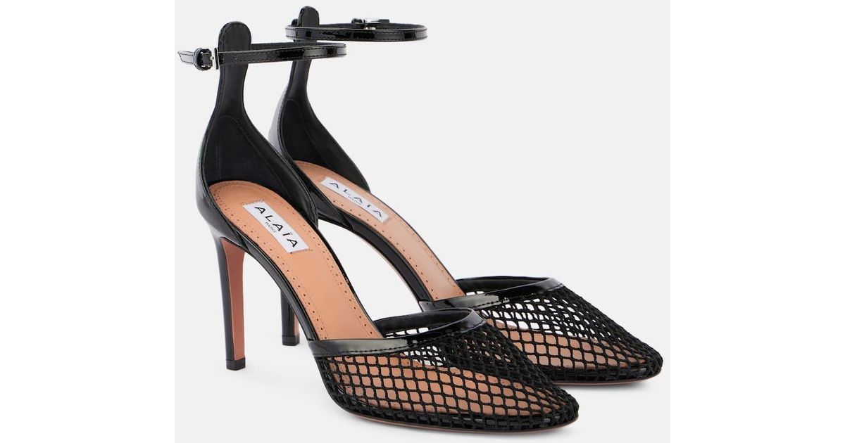 Alaïa Leather-Trimmed Mesh Pumps in Black | Lyst