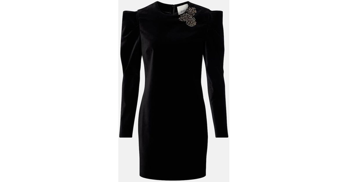 Isabel Marant Danee Embellished Velvet Minidress in Black | Lyst UK
