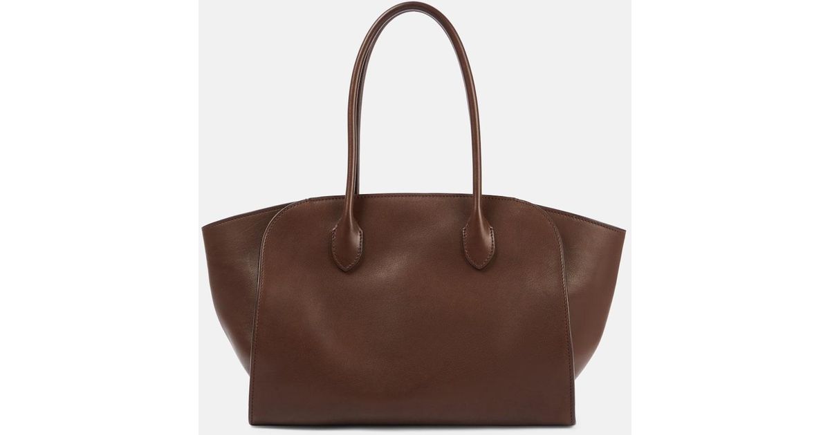 The Row Marlo 12 Leather Tote Bag in Brown | Lyst