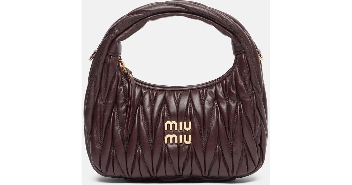 Miu Miu Wander Small Leather Shoulder Bag in Purple | Lyst UK