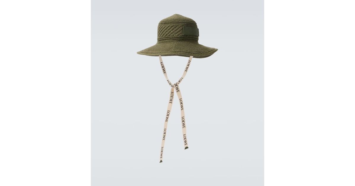 Loewe Knitted Logo Sun Hat in Green for Men | Lyst