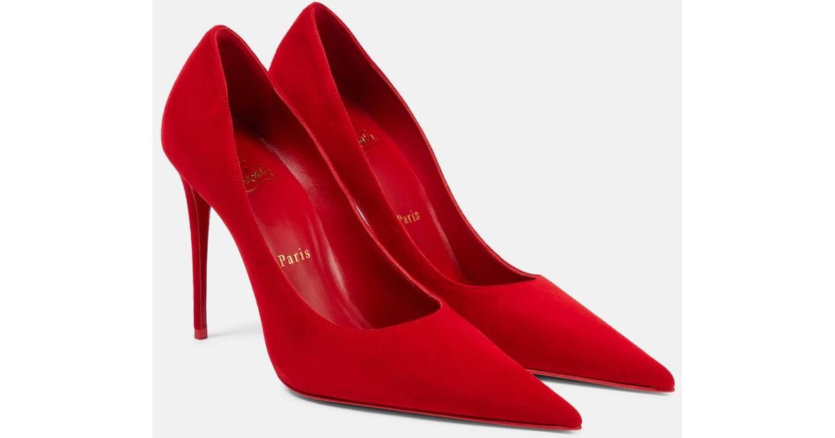 Christian Louboutin Kate Max 100 Suede Pumps in Red | Lyst