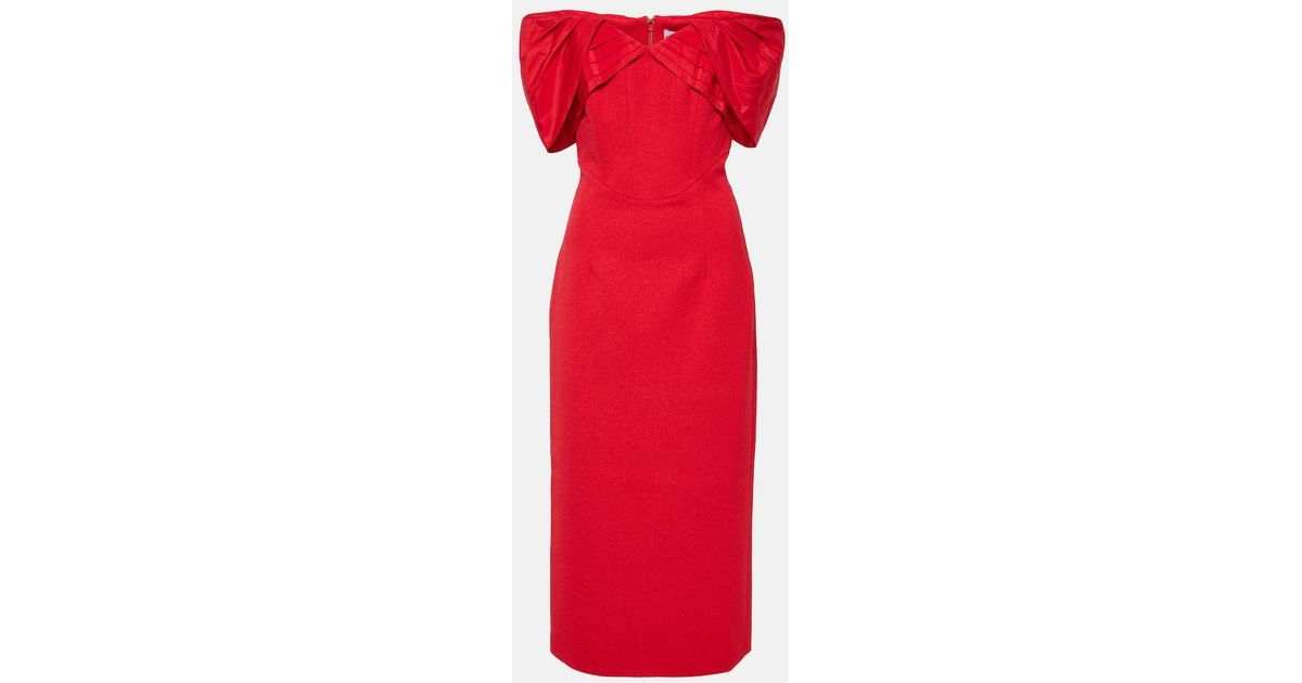 Rebecca Vallance Chiara Off-Shoulder Crepe Midi Dress in Red | Lyst