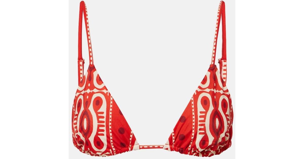 Johanna Ortiz Printed Bikini Top in Red | Lyst UK