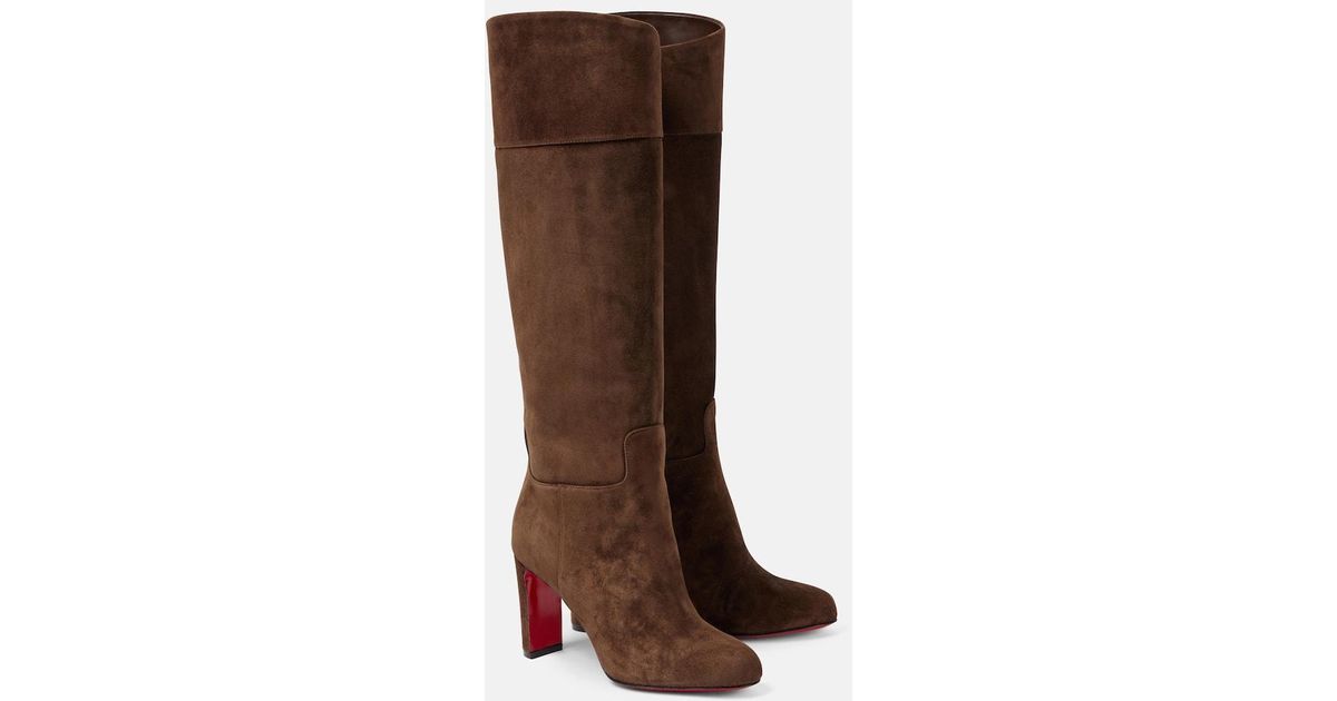 Christian Louboutin Loo Suede Knee-High Boots in Brown | Lyst