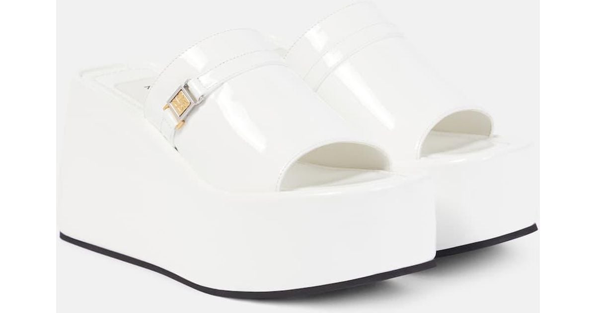 NODALETO Bulla Yelena Leather Platform Slides in White | Lyst